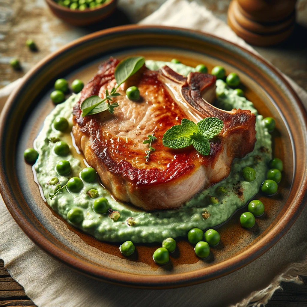 Cotlet de porc si piure de mazare cu menta - ApetEat